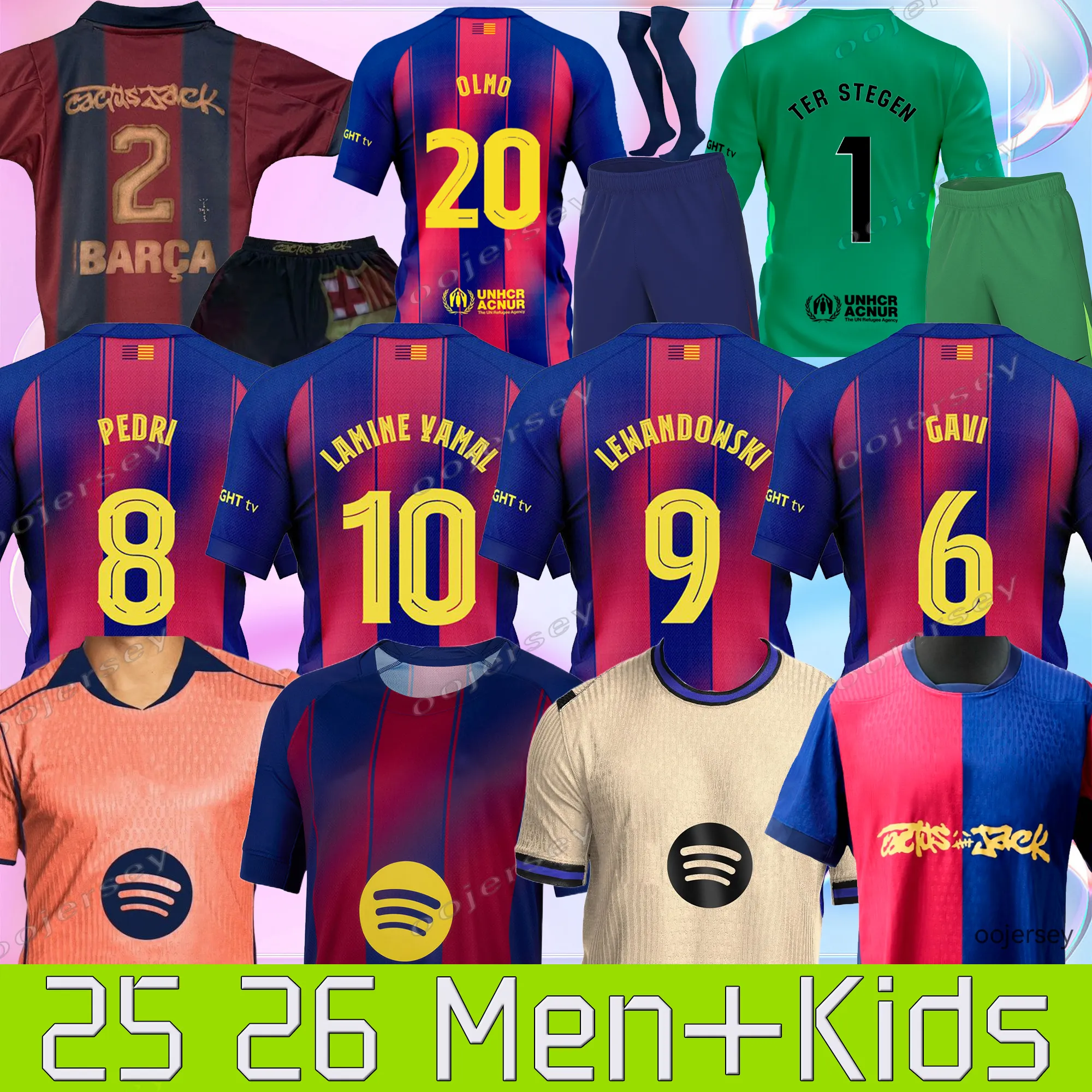 25 26 LAMINE YAMAL Lewandowski Soccer JerseyS OLMO KESSIE GAVI Raphinha ...