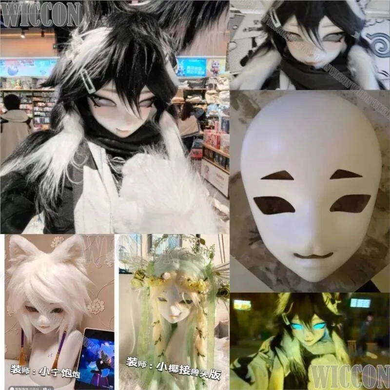 Furry 3D Skull Mask Costume Set | Unisex Fursuit Kigurumi For Cosplay ...