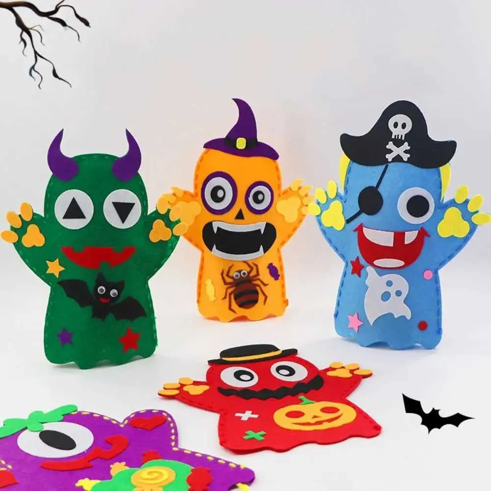 Bat DIY Hand Puppet Kits Human Skeleton & Pumpkin Halloween Fabric ...