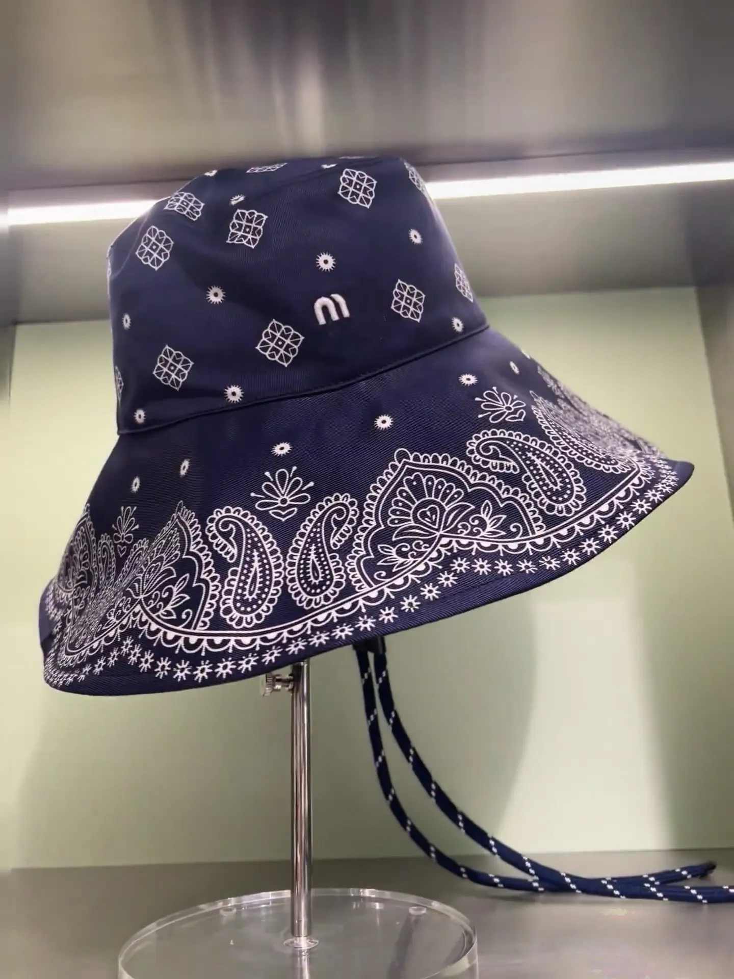 Navy Blue Bucket Hat With Wide Brim Stylish Straw Sun Hat For Women ...