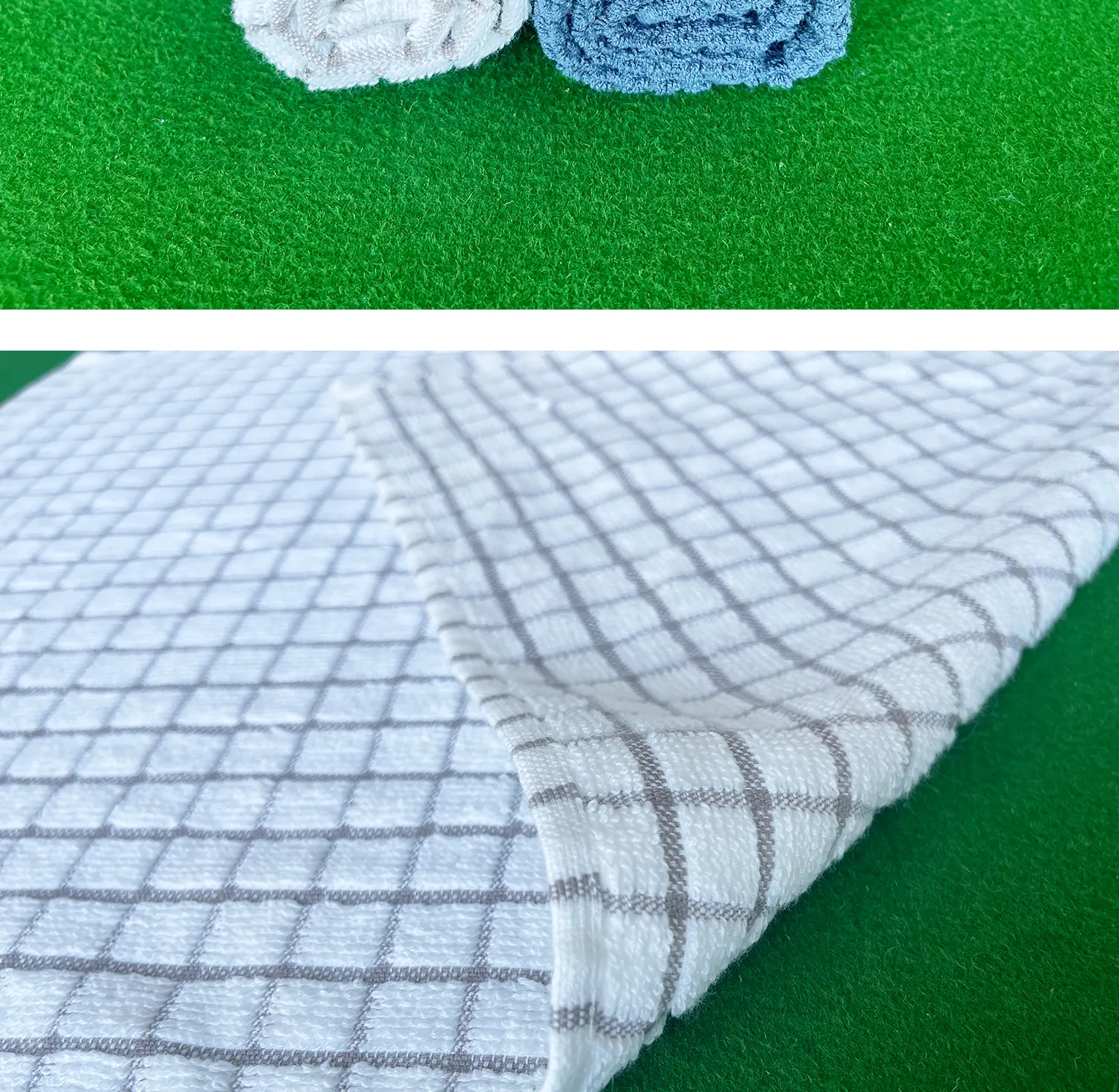 Checkered pattern face towel made of polyester and cotton blend for ...