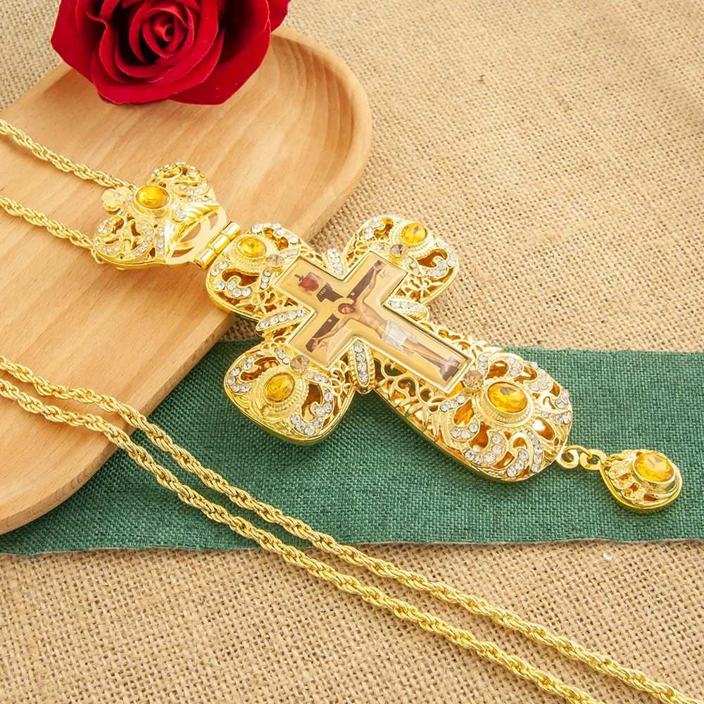 Orthodox Cross Pendant Necklace Religious Jesus Crucifix Jewelry For ...