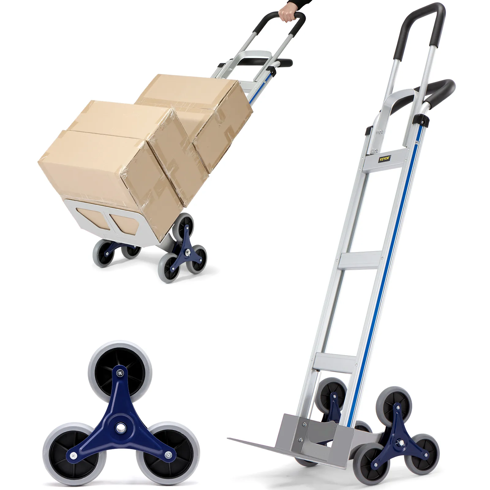 Heavy Duty Folding Stair Climbing Cart With Dual Handles For Warehouse ...
