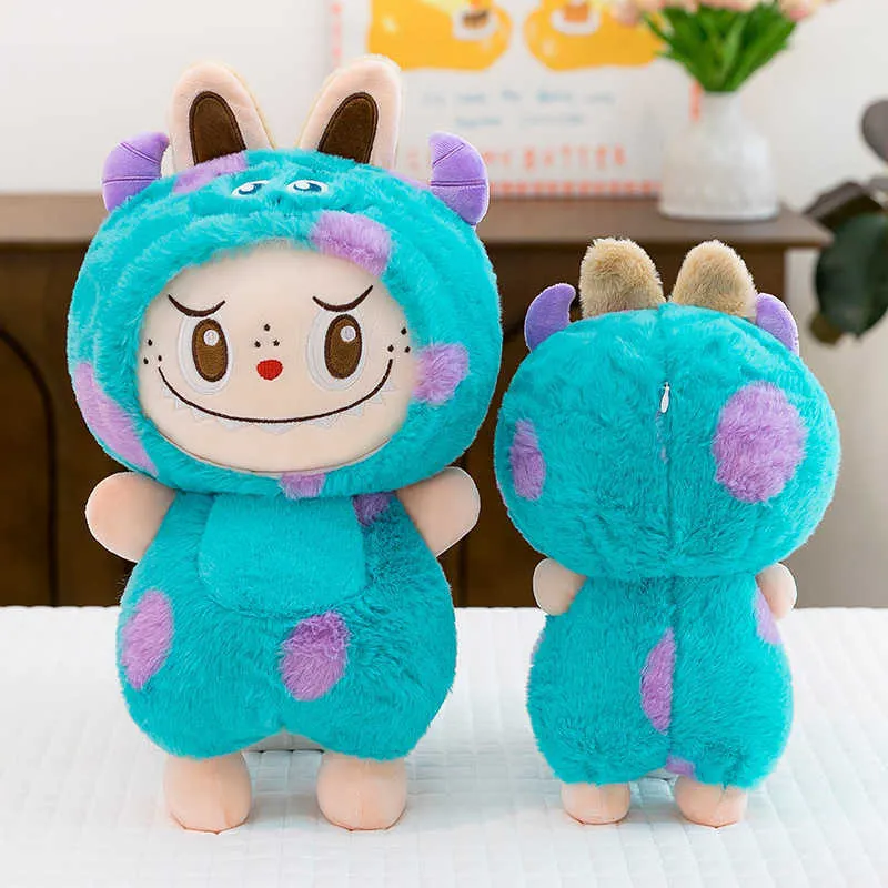 Labubu Transforming Blue Furry Monster Plush Toy Doll Cute Stuffed ...