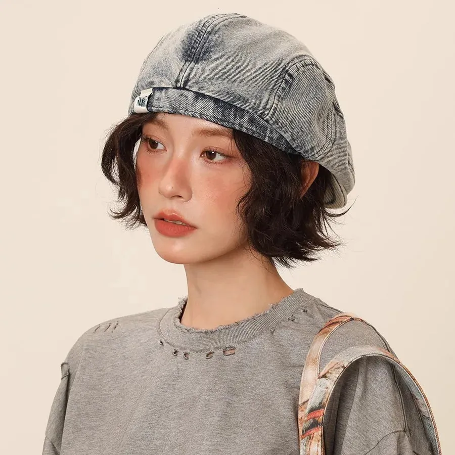 Vintage Inspired Denim Beret Hat For Women, Retro French Style Cotton ...