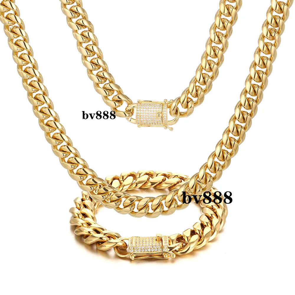 Wholesale 18k Gold Cuban Link Chains For Men Stainless Steel Necklaces ...