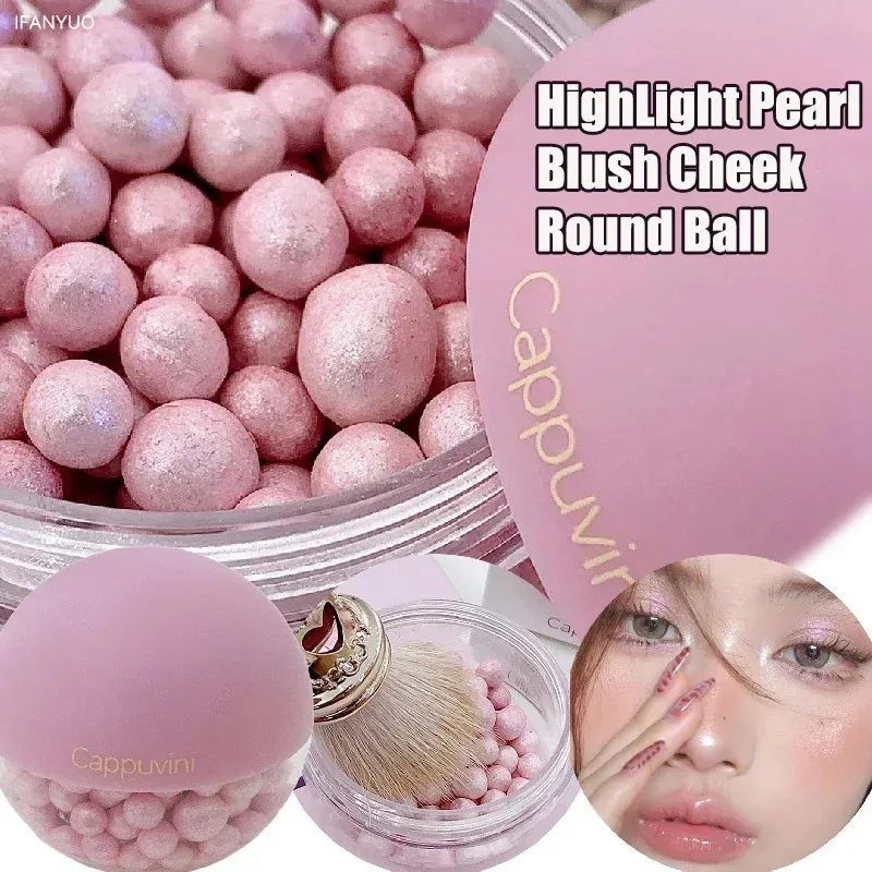 Shimmer Pearl Blush Highlighter Ball, Glitter Highlight Palette, Pink ...