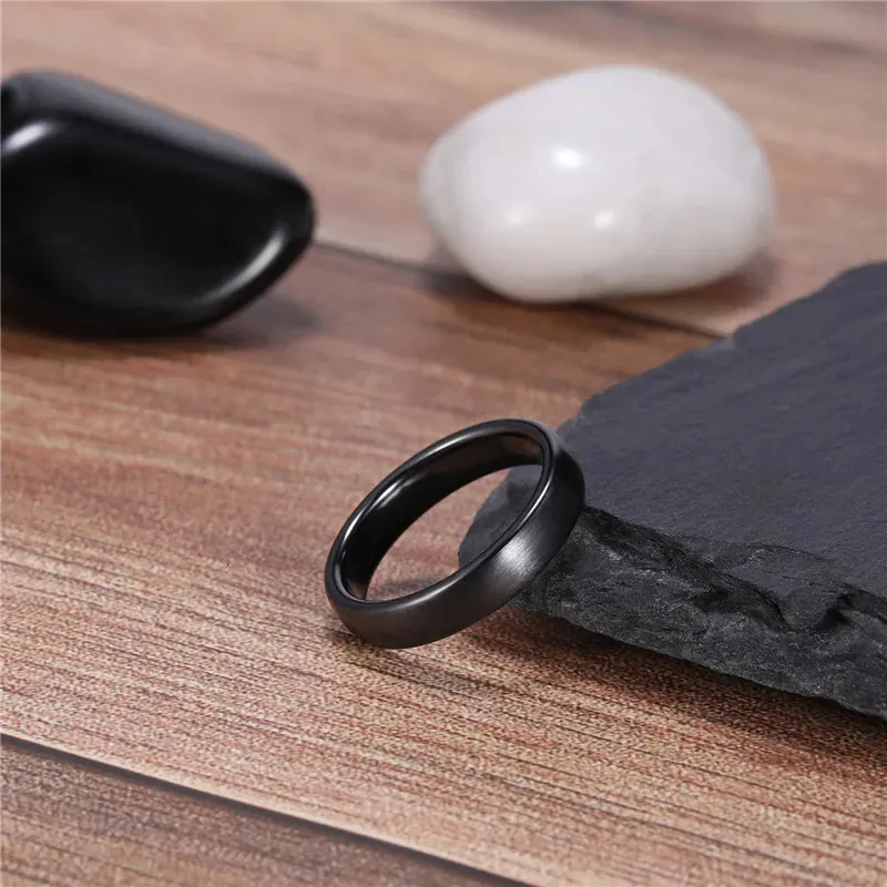 Ceramic Brushed Black Horn Ring for Men Women 4mm 6mm 8mm Wide Wedding ...