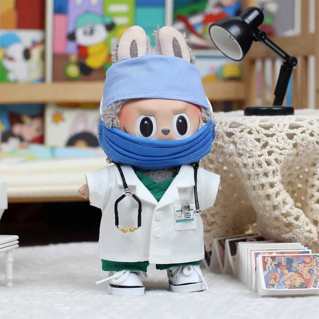 17cm Labubu Doll Clothes: Nurse Uniform Macaron Series Fabric Doll ...