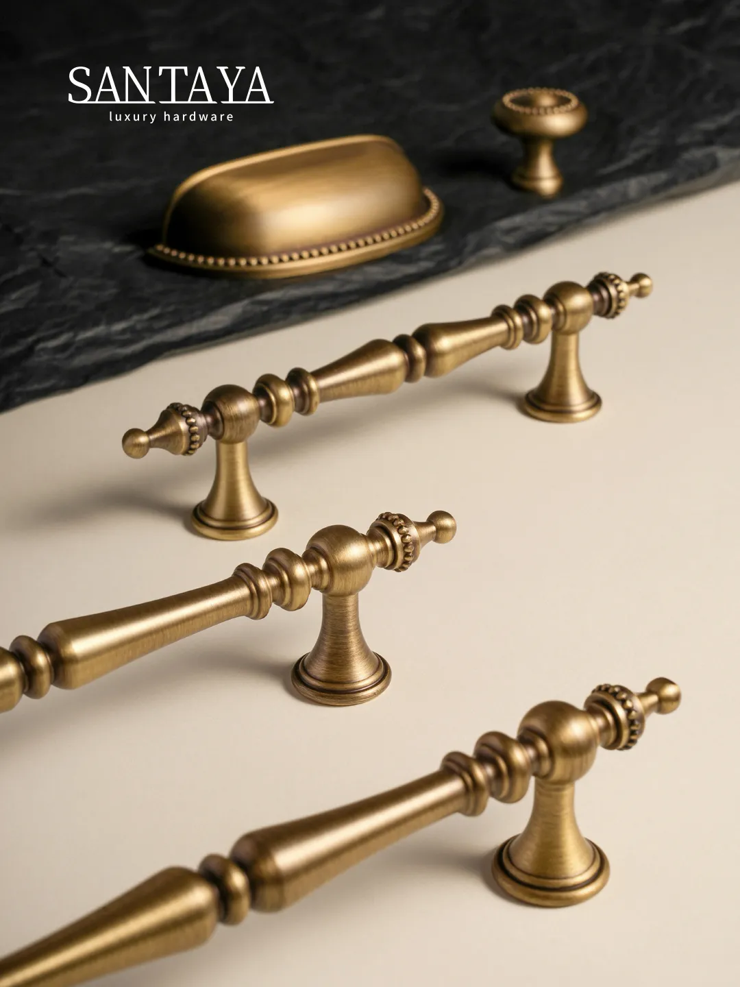 Crown Shaped Antique Brass Cabinet Handles: Bronze Furniture Hardware ...