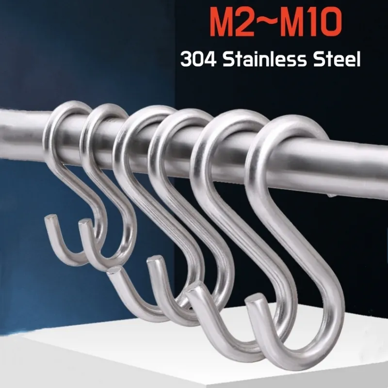 Stainless Steel S Shaped Hooks Metal Hanging Hooks For Kitchen ...