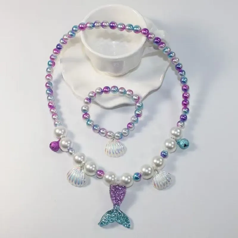Girls' Mermaid Jewelry Set: Necklace, Bracelet, Rings, Earrings & Hair ...