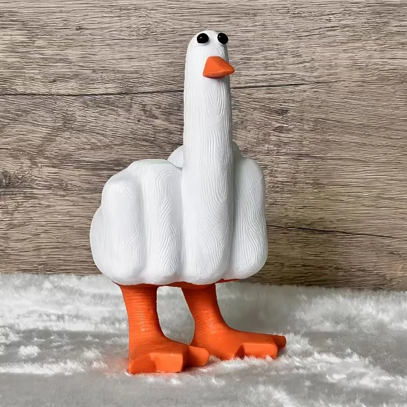 Cute Duck Statue With Middle Finger, Resin Duck Decoration Statue, Home ...