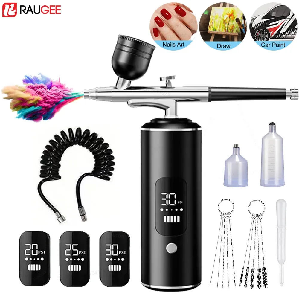 250707 Airbrush Kit With Mini Compressor Wireless Electric Spray Gun ...