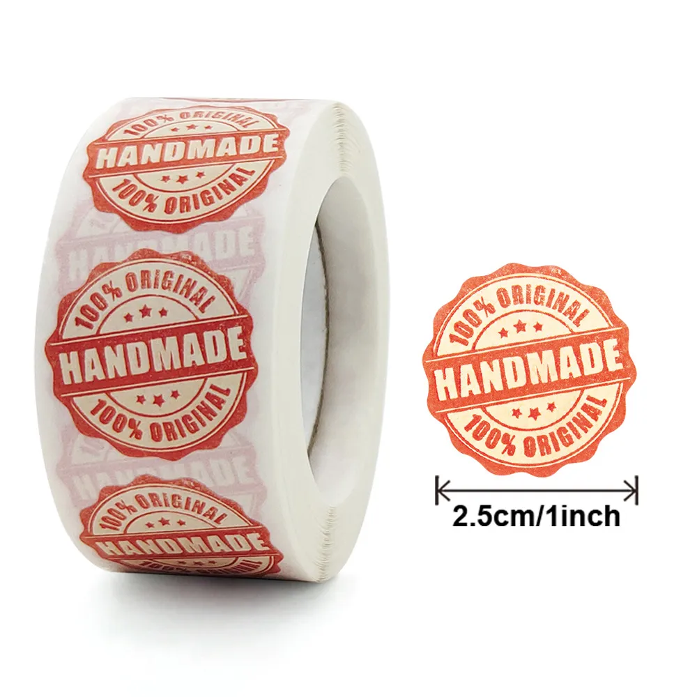 100-Handmade Round Paper Stickers 1 inch 2.5 cm Scrapbook Gift ...