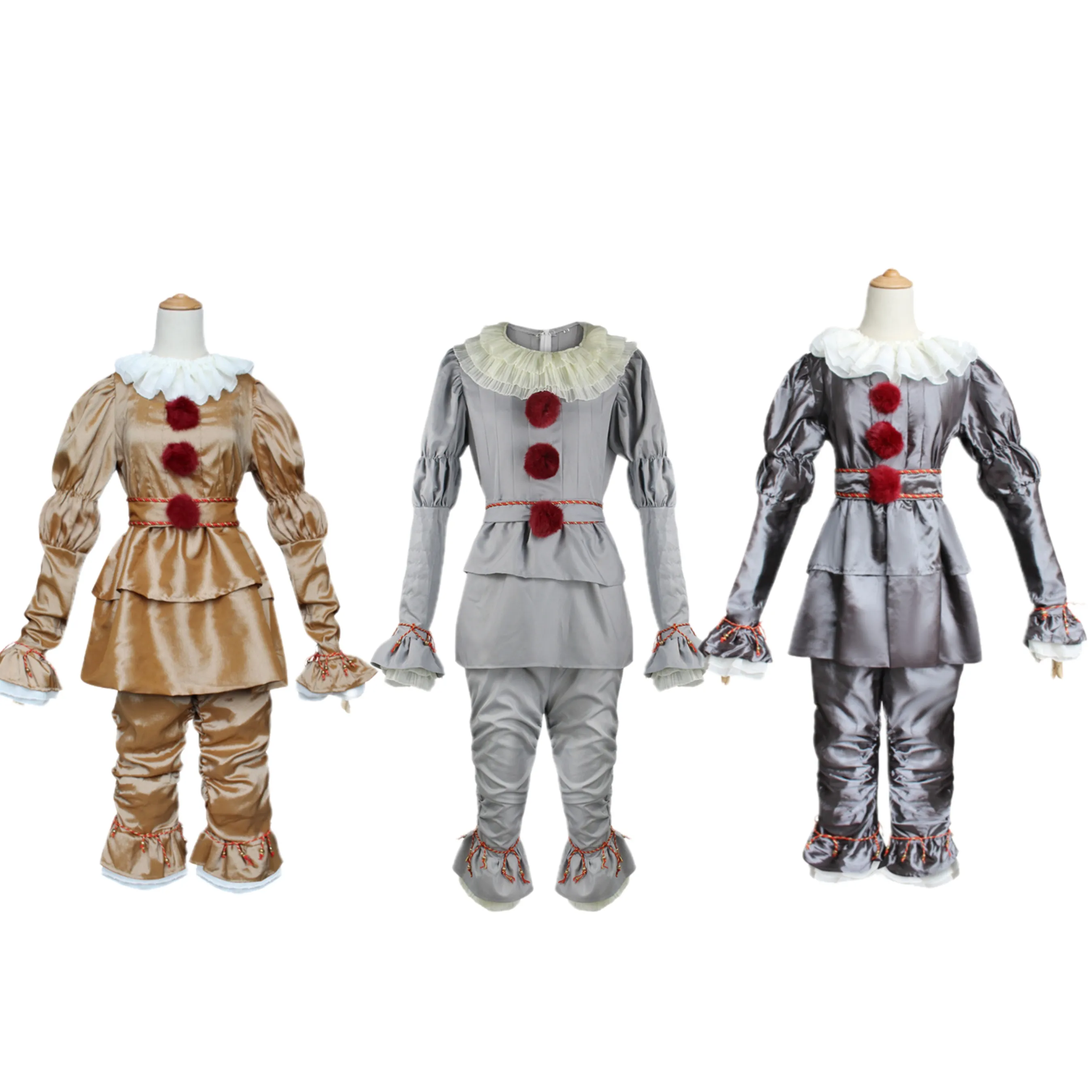 Clown Costume For Halloween, Movie Cosplay Outfit, Golden And Silver ...