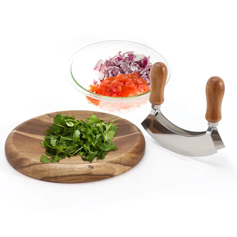 Salad Chopper With Wood Round Herb Board Mezzaluna... From Dh4402004 ...