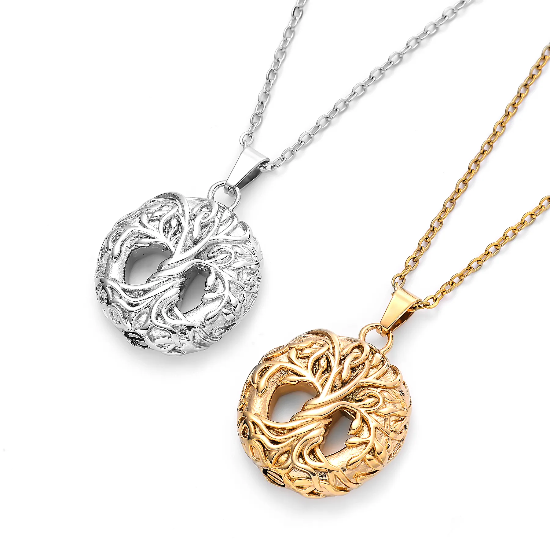 Stainless Steel Round Locket Necklace Tree Of Life... From Ycbest, $25. ...