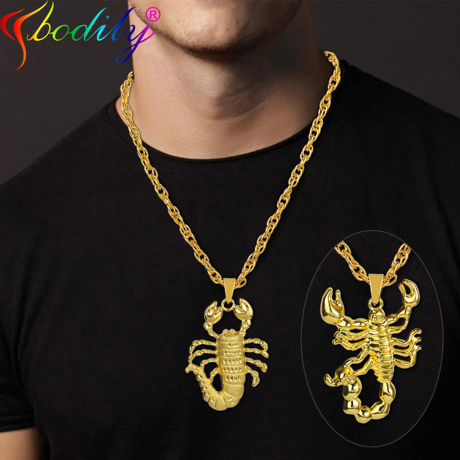 Hip Hop Mens Gold Scorpion & Eagle Pendant Necklace ... From Ycbest ...