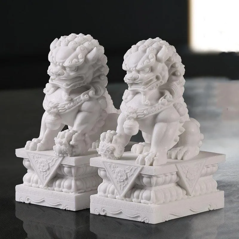 Foo Dogs Statues Pair Marble Feng Shui Guardian Lion... From Dh4402004 ...