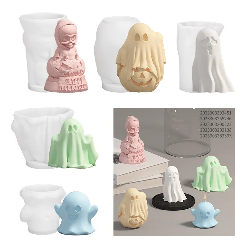 3D Ghost Pumpkin Zombie Silicone Molds DIY Halloween Candle, Plaster ...