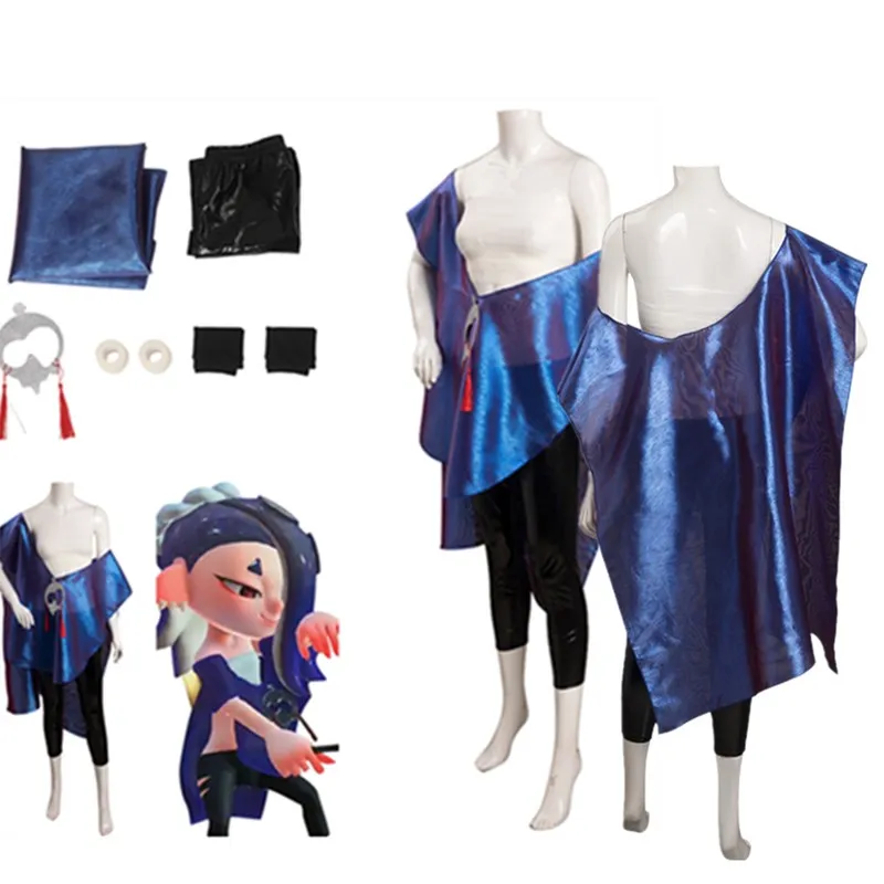 Shiver Cosplay Adult Womens Spla Cos Toon Fantasy Costume Top And Pants Outfit For Halloween