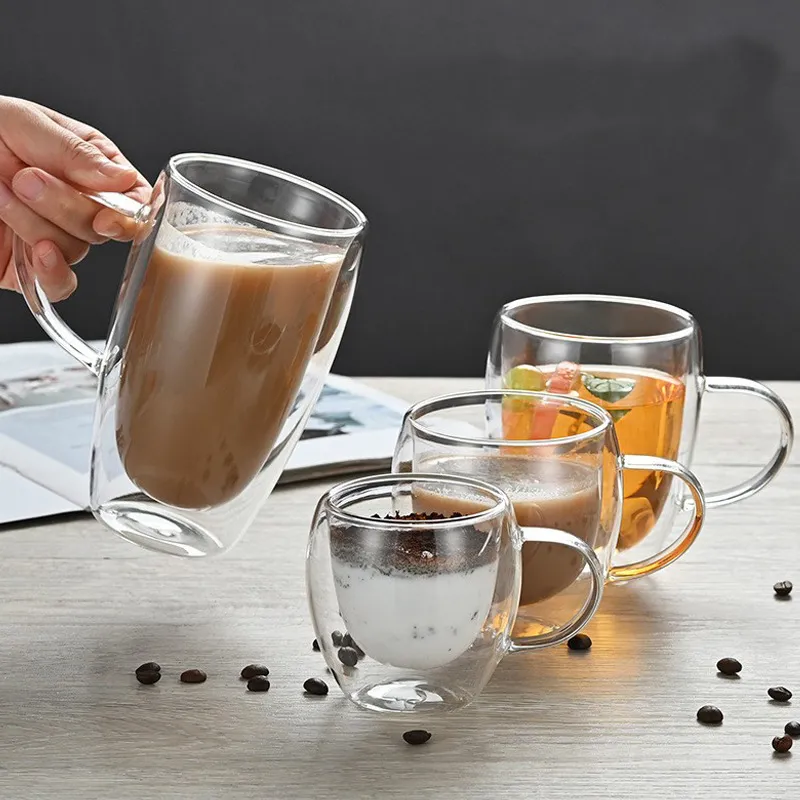 Clear Double Wall Glass Insulated Glass Coffee Mugs ... From ...