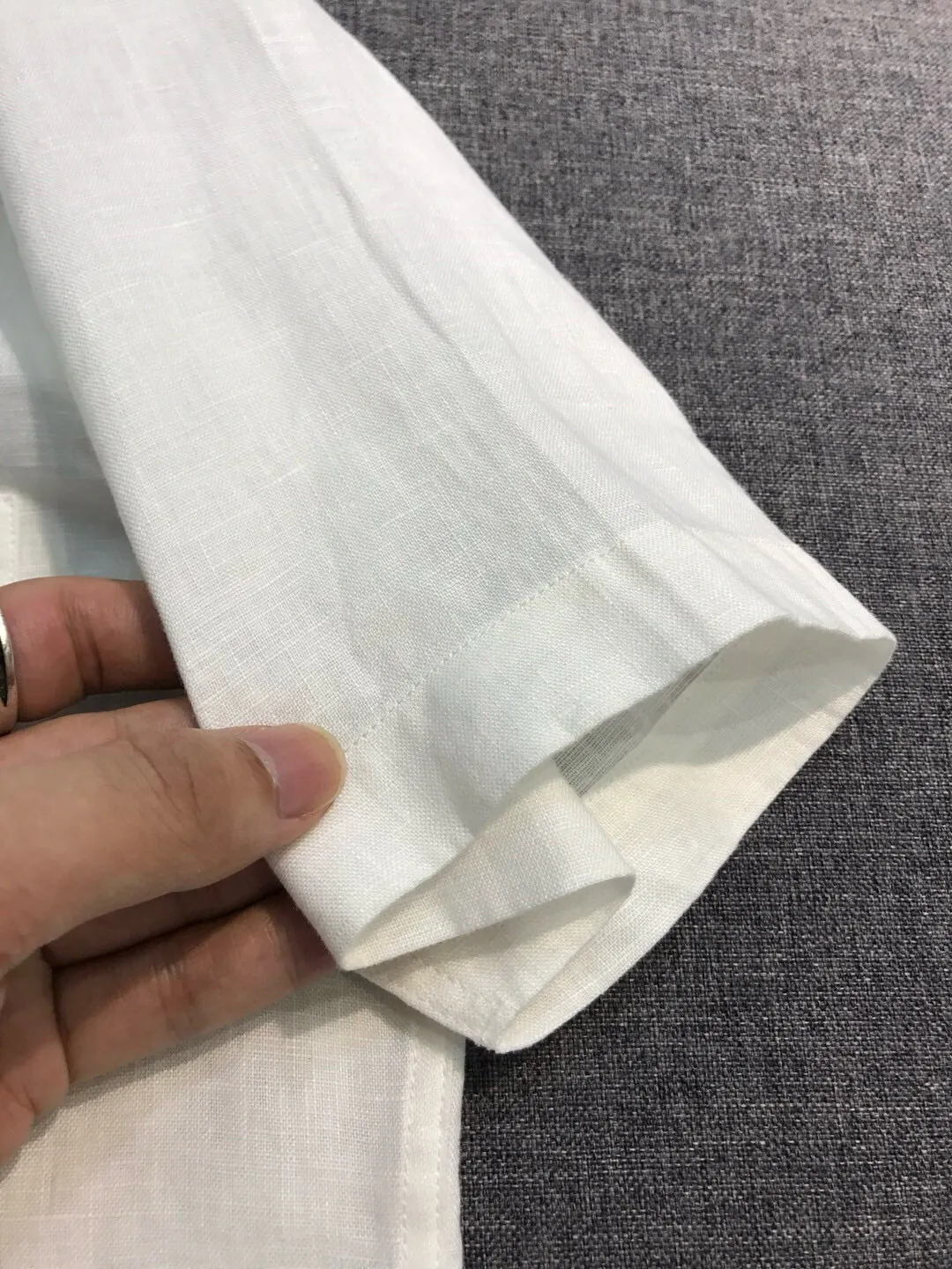 Mens Linen Shirt Short Sleeve Slim Fit Casual Solid Color Single ...