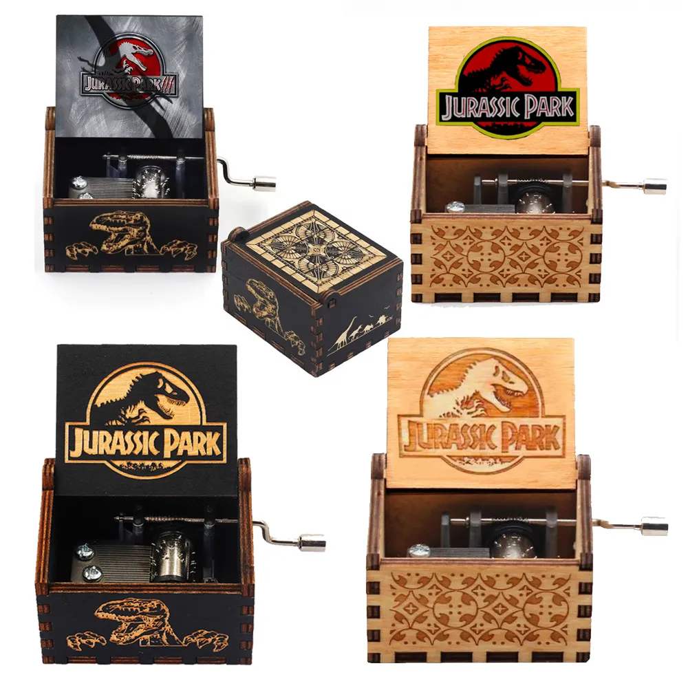Hot Wooden Hand Crank Music Boxes Jurassic Park... From Dh1100285003 ...