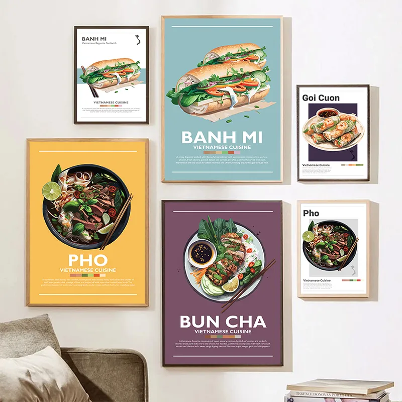 Minimalist Vietnamese Food Poster Banh Mi, Bun Cha,... From ...
