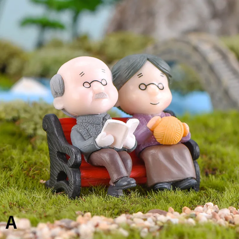 Mini Couple Figures Grandma And Grandpa Miniature Fairy Garden Ornament ...