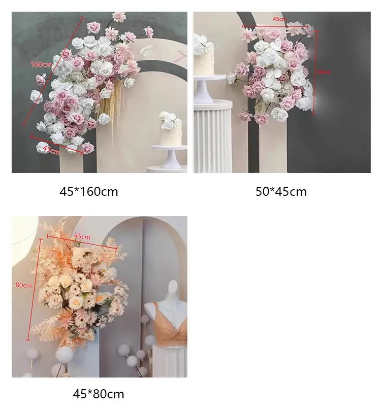 Luxurious Pink Artificial Rose Arch Decor Hanging Flower Row Wedding ...