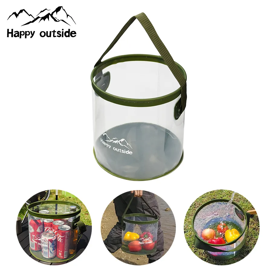 5L Foldable Water Bucket Clear Transparent Food Grade EVA Container For ...
