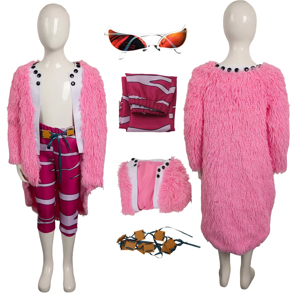 Anime Villain Cosplay Costume Set: Kids' Doflamingo Inspired Outfit For ...