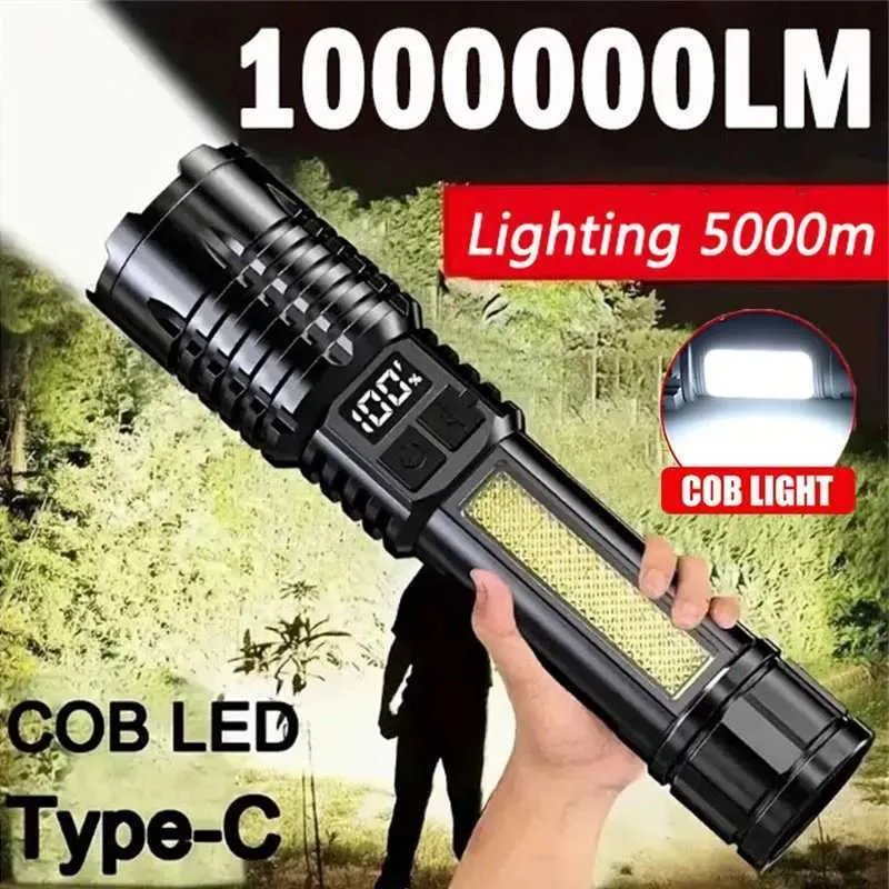 Igh Power Rechargeable Flashlights Built In Battery Torch For Fishing ...