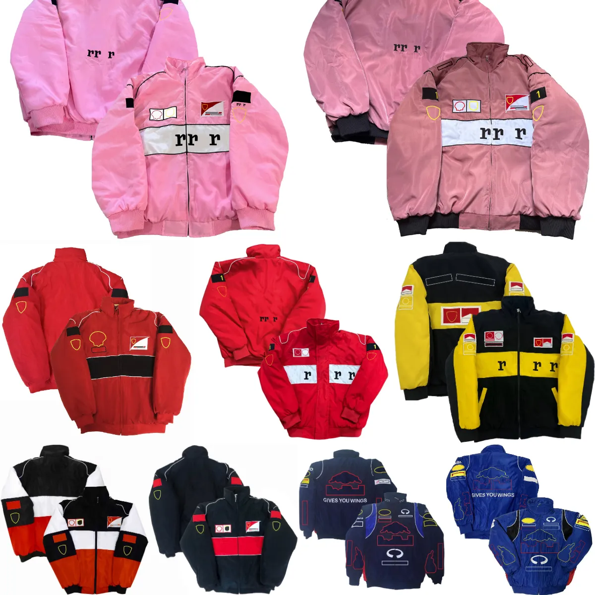 Racing Style Jacket Vintage Embroidered Cotton Blend Outerwear For ...