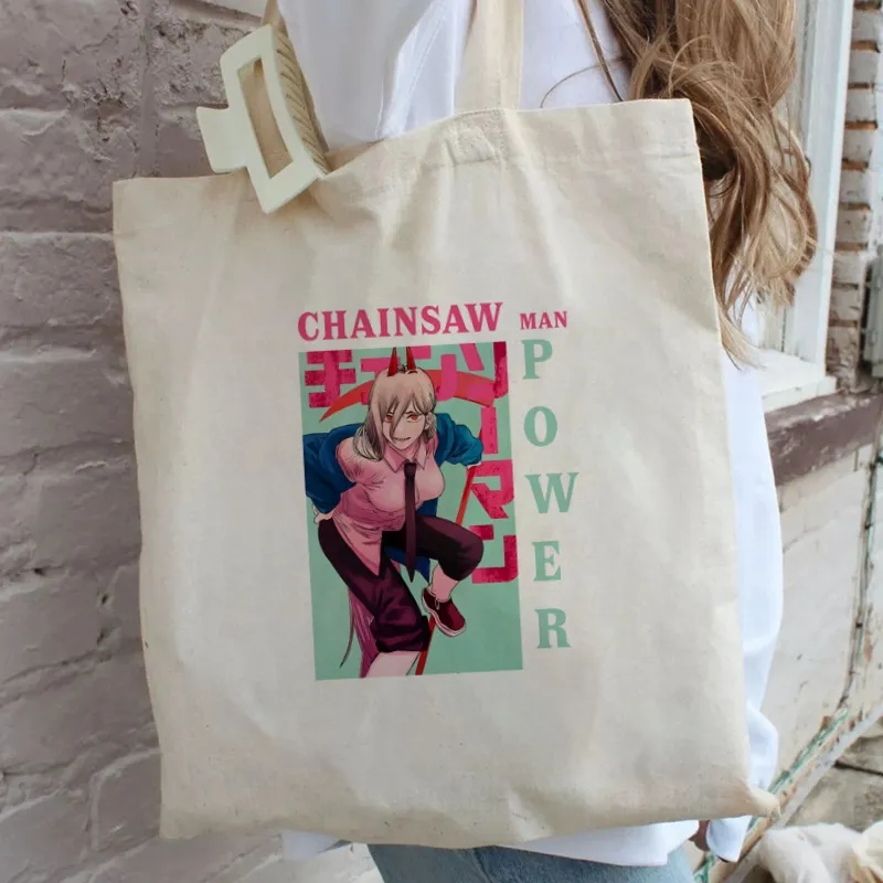 Chainsaw Man Canvas Tote Bag Anime Art Print Shopping Bag With Darkness ...