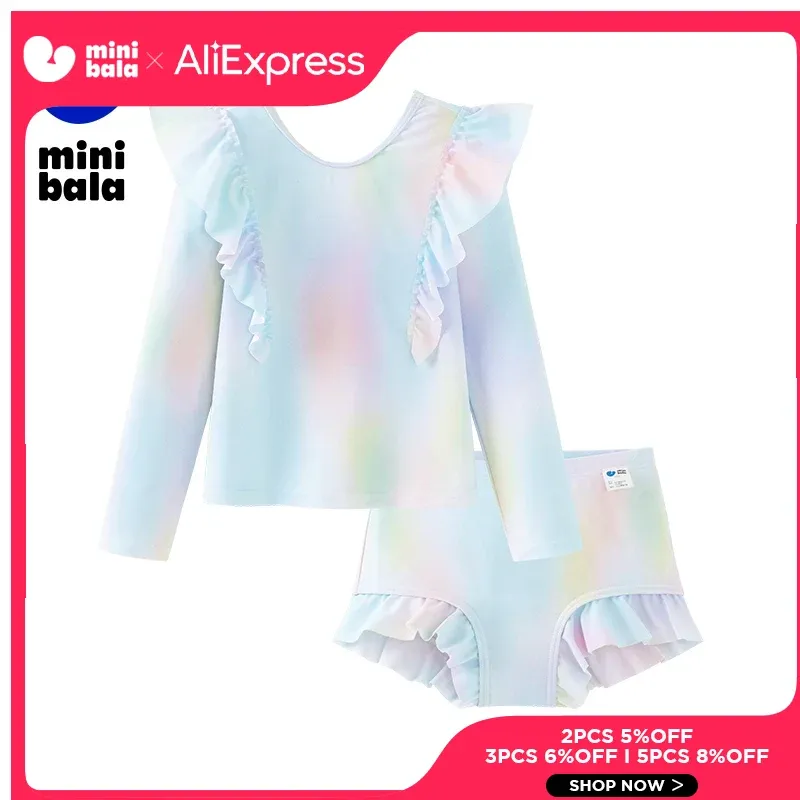Girls' Ruffled Two Piece Swimsuit Set, High Elastic Sun Protection ...