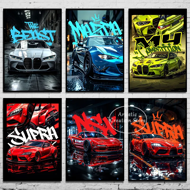 Blue Miata Supra E36 Car Poster Abstract Street... From Dh912603111 ...