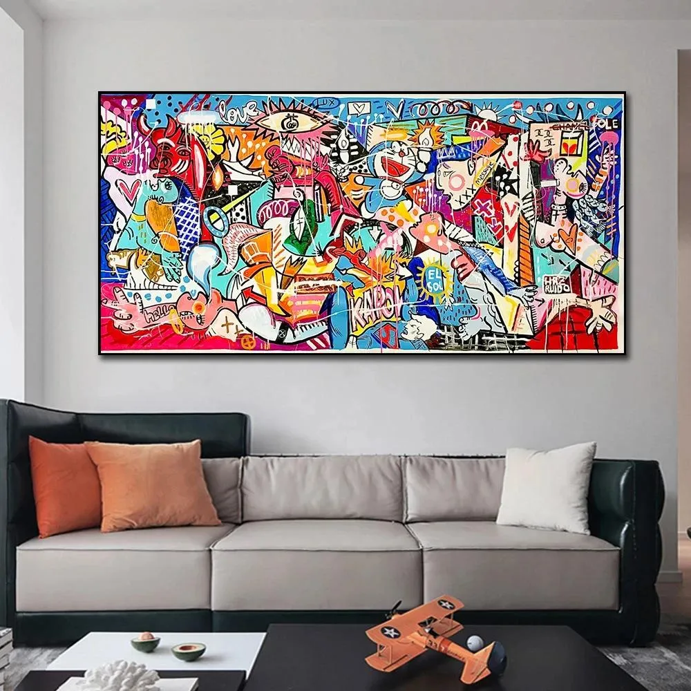 Picasso's Guernica Modern Art Graffiti Canvas Print Poster for Living ...