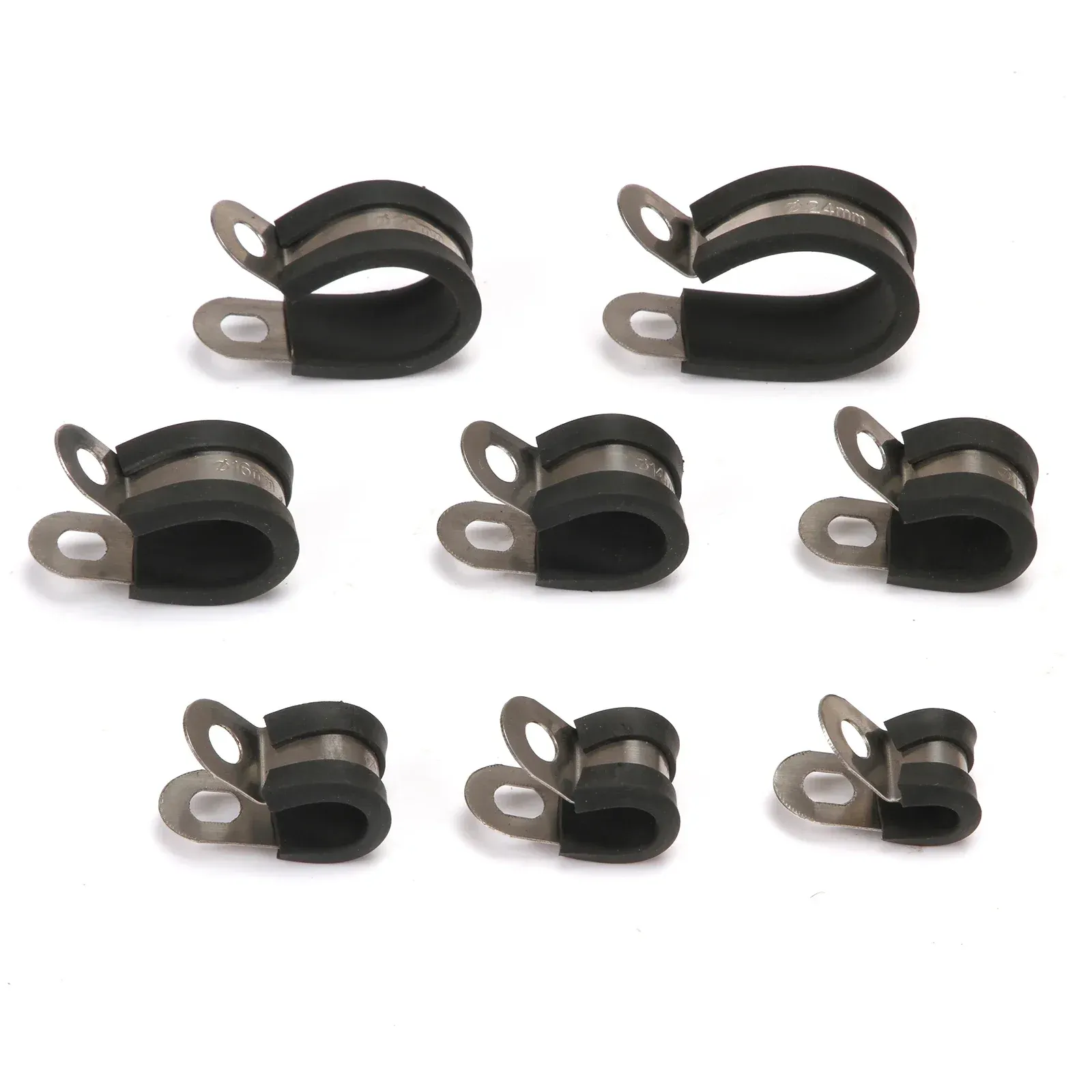 Stainless Steel Rubber Lined P Clips Cable Hose Pipe Mounting Clamps ...