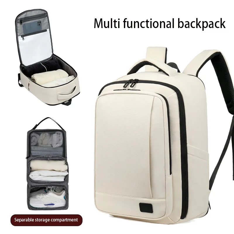 Multi-functional nylon backpack with zipper closure and detachable ...