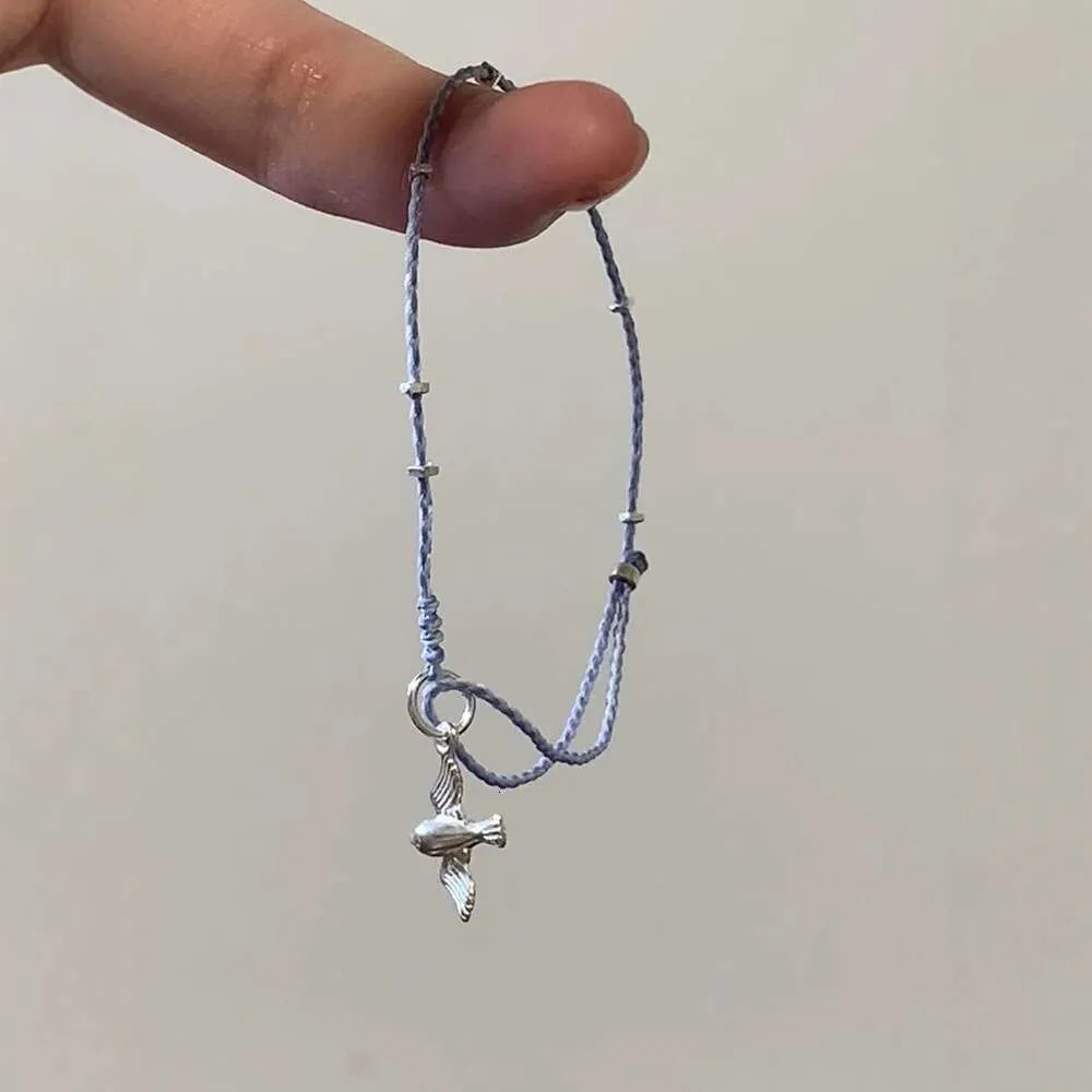 Swallow Pendant Bracelet for Children Adjustable Blue Hand-woven Rope ...