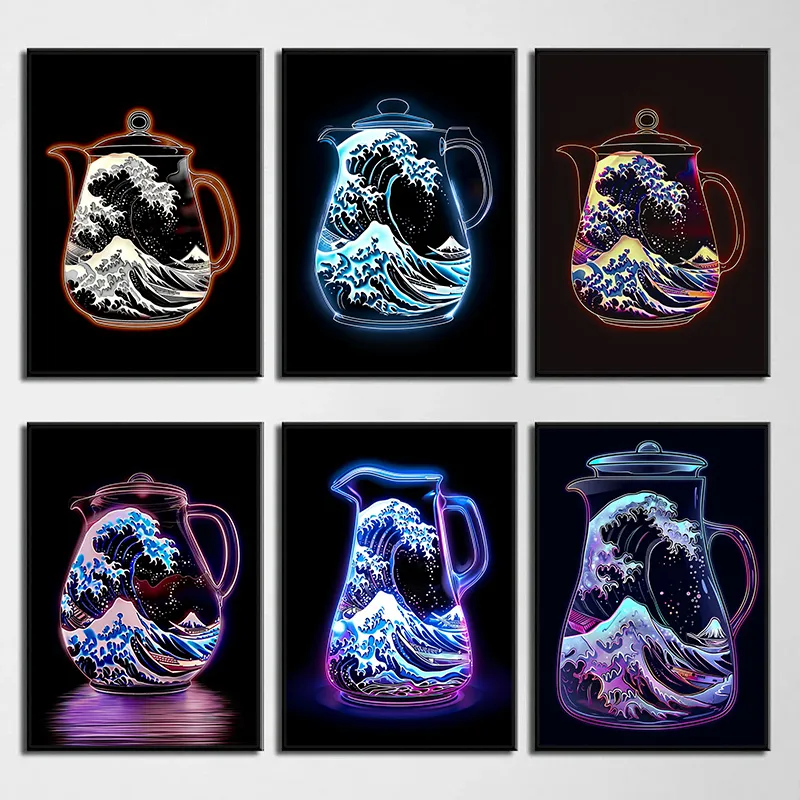 Neon Katsushika Hokusai Kanagawa Wave Poster ... From Dh912603111, $21. ...
