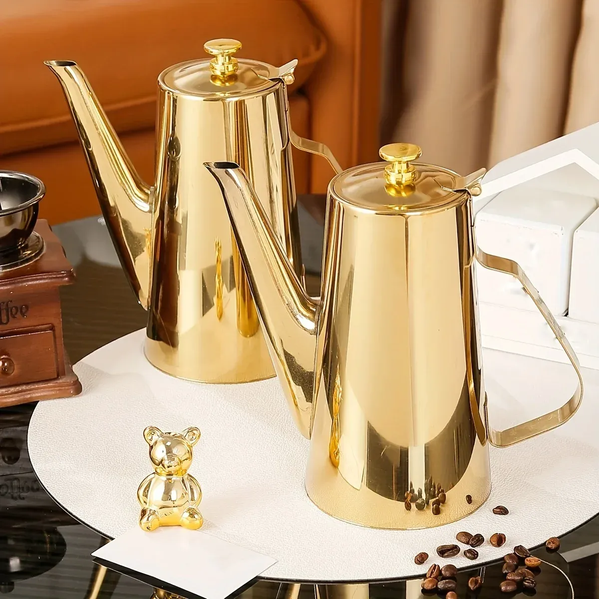 European Style Stainless Steel Gold Coffee Pot Luxurious Water Pitcher ...