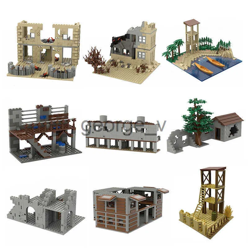 Military Building Blocks: WWII Battlefield Ruins Fortress Model Kit For ...