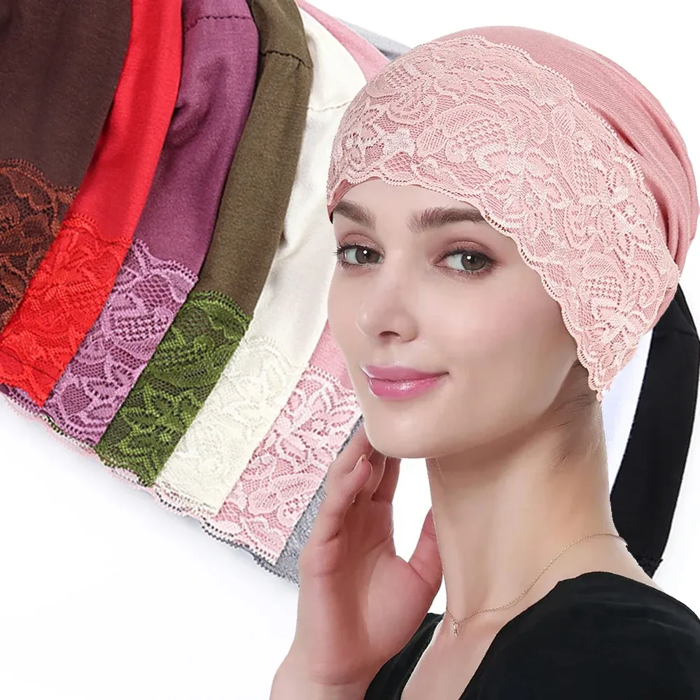 Lace Underscarf Turban Hijab Cap For Muslim Women Ninja Inner Cap ...