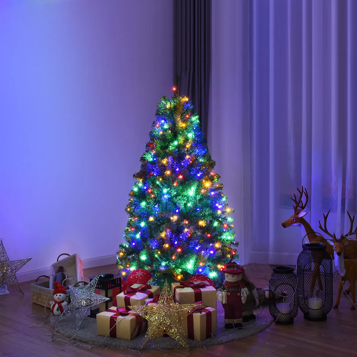 4 Ft Pre Lit Artificial Christmas Tree Premium Hinged Design, 100 LED ...