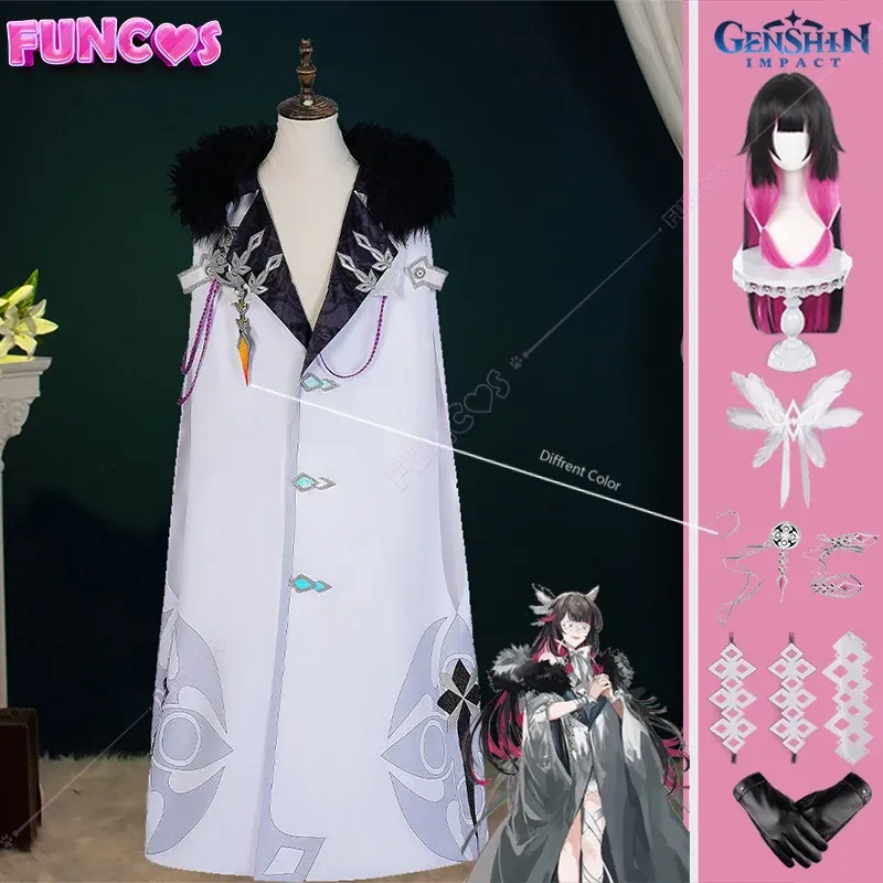 Genshin Impact Columbina Damselette Cosplay Costume Set Cloak, Wig ...