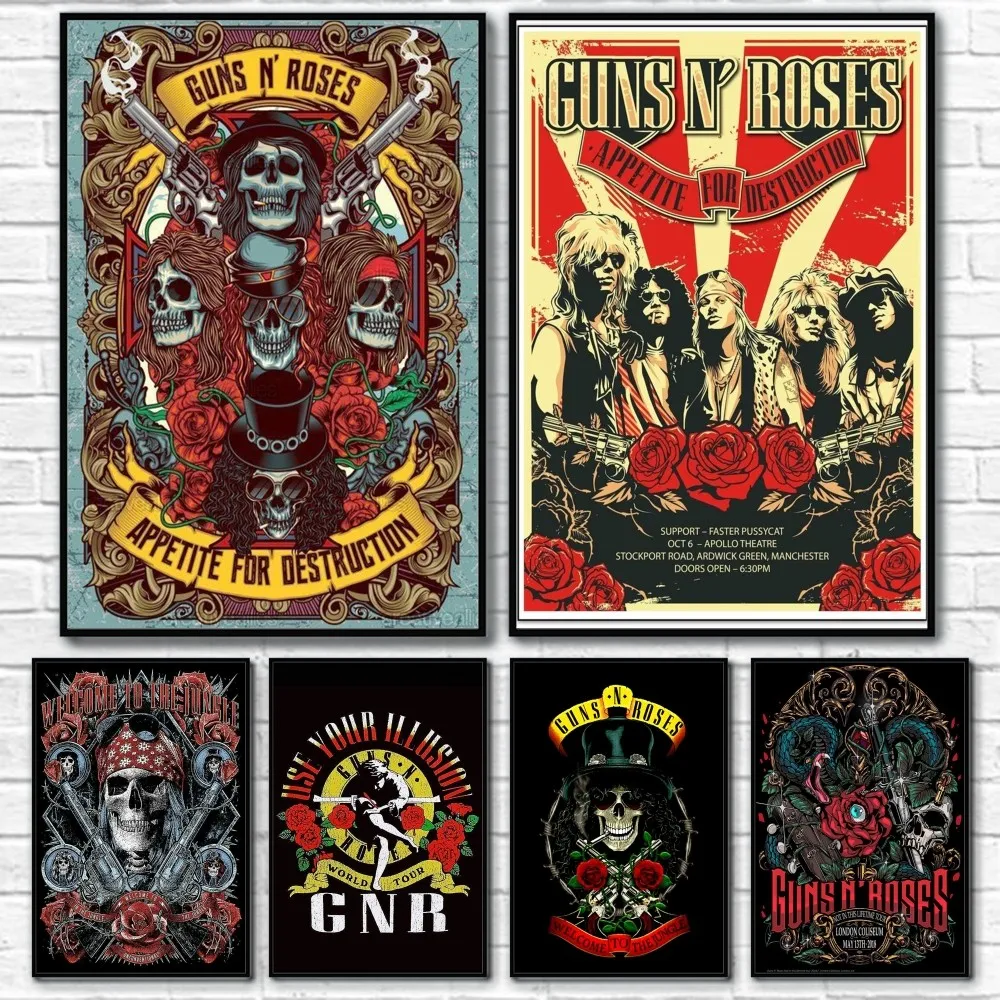 Retro Rock Band Poster Waterproof Sticky Wall Art Print For Home ...